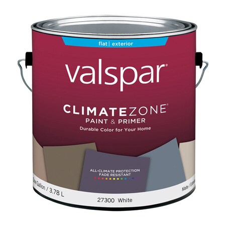 Valspar Exterior Paint, Flat, White, 1 gal 044.0027300.007 | Zoro