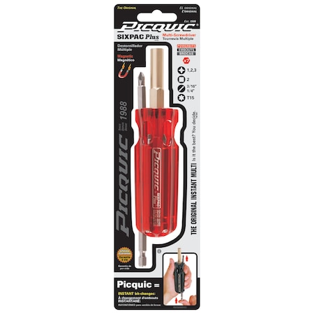 Picquic Picquic SIXPAC Plus Multi-Bit Screwdriver 6 in. 7 pc 88103 | Zoro