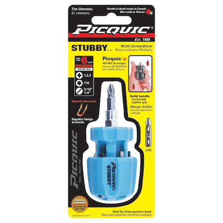 Picquic STUBBY Compact Multi-Bit Driver 3-1/2 in. 6 pc 91100 | Zoro