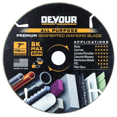 Nutek NuTek DEVOUR 7 in. D Diamond Segmented Cutting Wheel NT070AP | Zoro
