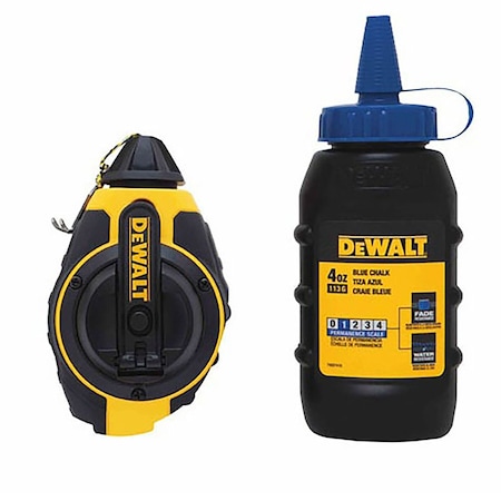 Stanley DeWalt 4 oz Blue Chalk and Reel Set 100 ft. Black/Yellow ...