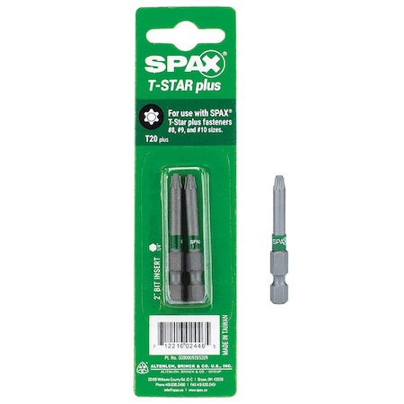 Spax SPAX T-Star Plus T20 X 2 in. L Driver Bit Steel 2 pk 5000009285209 ...