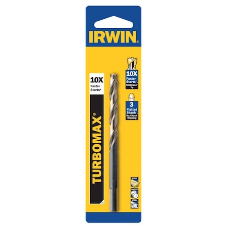 Irwin Irwin Turbomax 3/16 in. X 3-1/2 in. L High Speed Steel Drill Bit ...
