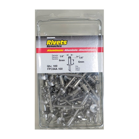 Surebonder Blind Rivet, 1/4 in Dia., 1/4 in L, Aluminum Body, 100 PK ...