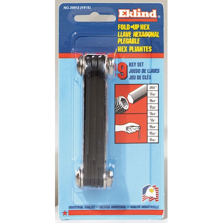 Eklind 9 Piece Fold-Up Hex Key Set, 20912 20912 | Zoro