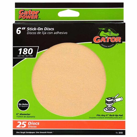 Gator 6 in. Aluminum Oxide Adhesive Sanding Disc 180 Grit Very Fine ...