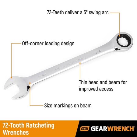 Gearwrench GEARWRENCH 12 Point Metric and SAE Ratcheting Combination ...
