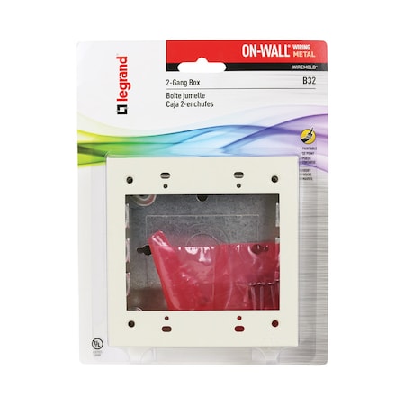 Wiremold Legrand Square Metal 2 gang Outlet Box Ivory B-32 | Zoro