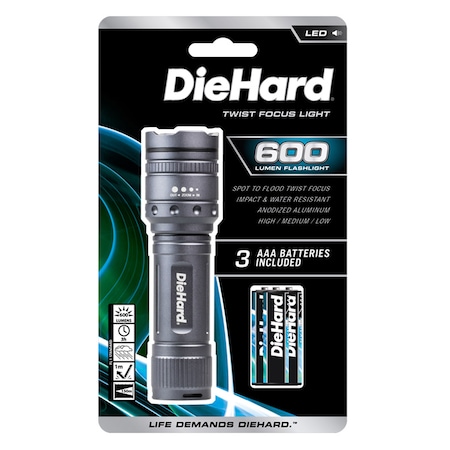 Dorcy Dorcy DieHard 600 lm Gray LED Flashlight AAA Battery 41-6121 | Zoro