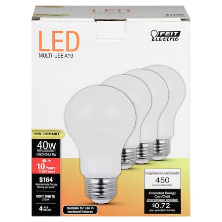 Feit Electric Feit A19 E26 (Medium) LED Bulb Soft White 40 Watt ...