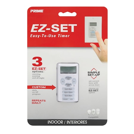 Prime Prime EZ-SET Indoor Digital In Wall Timer 125 V White TNIWP-RC | Zoro