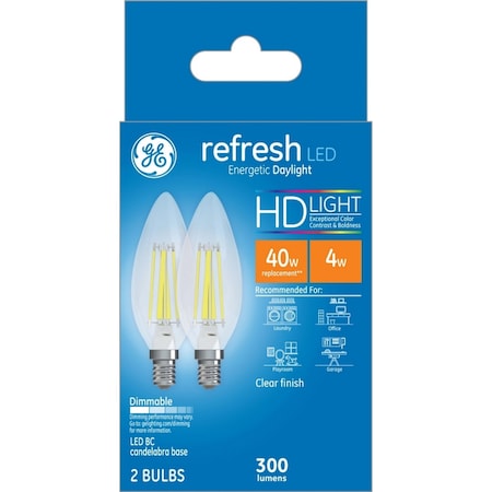 Current GE Refresh BC E12 (Candelabra) LED Bulb Daylight 40 W , 2PK ...