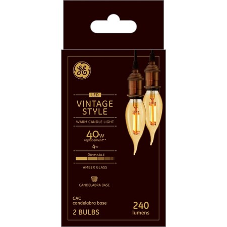 Current GE CAC E12 (Candelabra) Filament LED Bulb Amber Warm White 40 W ...