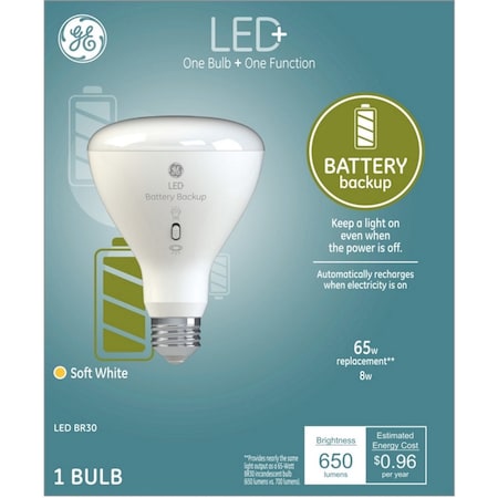 Current GE LED+ BR30 E26 (Medium) LED Battery Backup Smart Bulb Soft ...