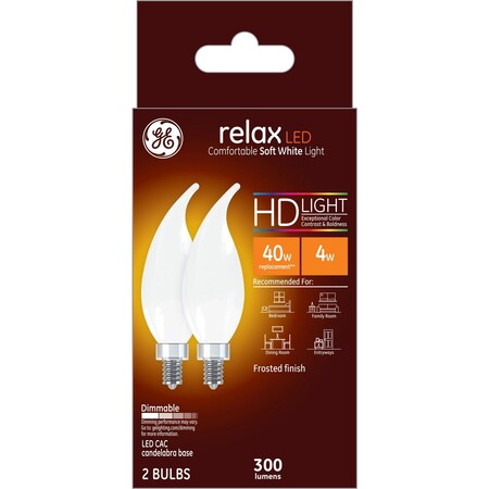 Current GE Relax CAC E12 (Candelabra) LED Bulb Soft White 40 W , 2PK ...