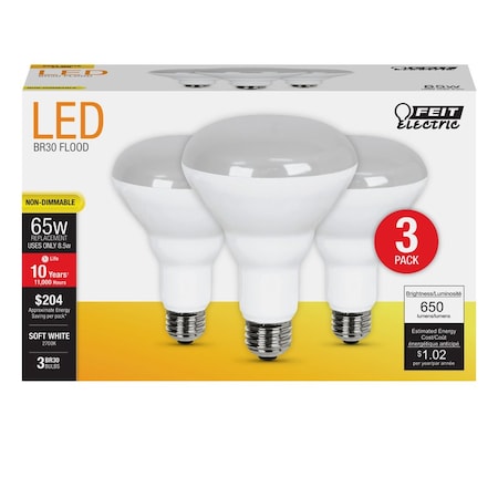 Feit Electric Feit BR30 E26 (Medium) LED Bulb Soft White 65 Watt ...