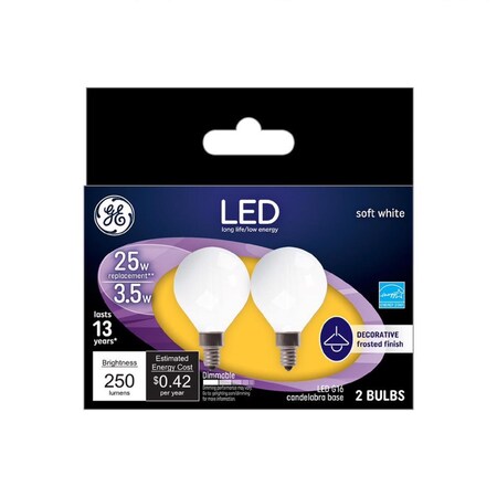 Current G16 E12 (Candelabra) LED Bulb Soft White 25 Watt Equivalence ...