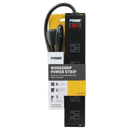 Prime Wire & Cable PWR STRIP 6OUT 125V 3'L PB801123 | Zoro