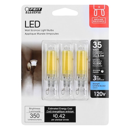 Feit Electric Feit T4 G9 LED Bulb Daylight 35 Watt Equivalence 3 pk ...