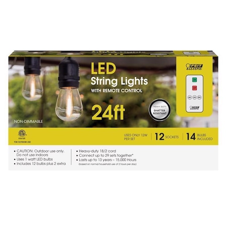 Feit Electric Feit LED String Lights w/Remote Control White 24 ft. 12 ...