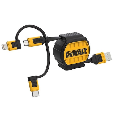 Dewalt USB to Micro to Type C 3-in-1 Cable 3 ft. Black/Yellow 131 1364 ...