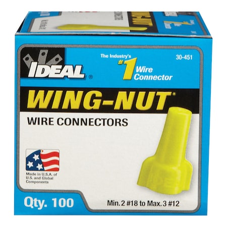 Ideal Ideal Industries Wing-Nut Insulated Wire Connector Yellow 100 pk ...