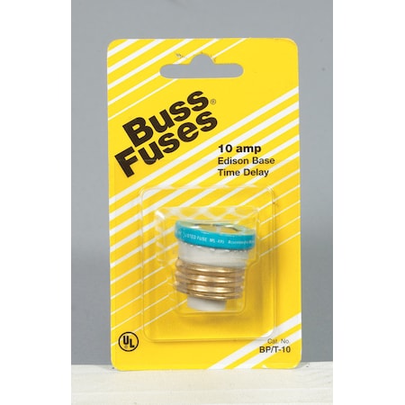 BUSS 10A T Plug Fuse, 125V AC Time-Delay, Edison - BP/T-10