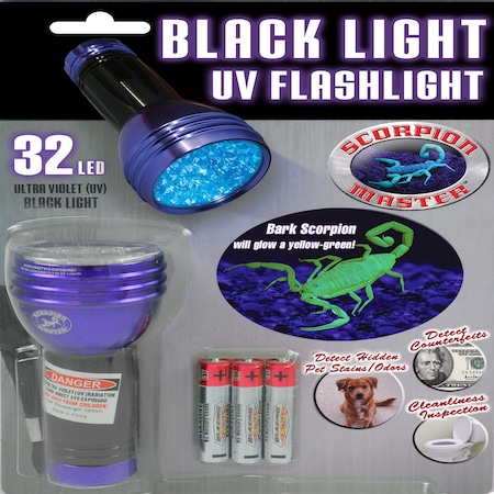 Scorpion Master Scorpion 32 LED Black/Purple LED UV Flashlight AAA ...