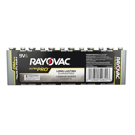 Rayovac Ultra Pro 9-Volt Alkaline Batteries 6 pk Shrink Wrapped, 6PK ...