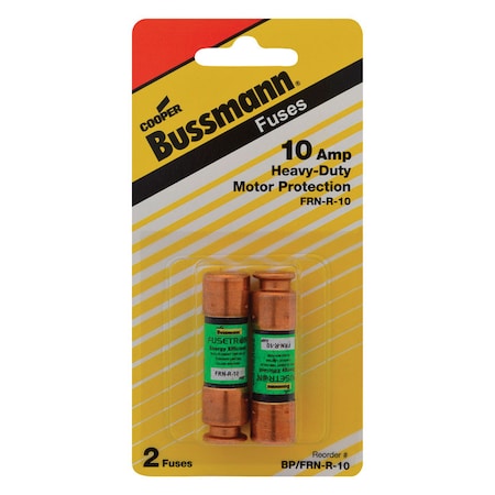 BUSSMANN 10A Midget Fuse, 250V AC Time-Delay, Cylindrical - BP/FRN-R-10