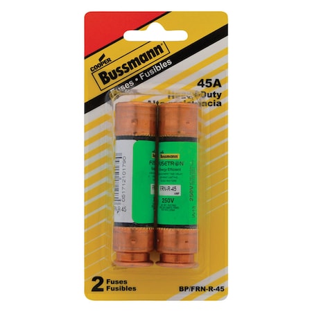 BUSSMANN 45A Midget Fuse, 250V AC Time-Delay, FRN-R series, - BP/FRN-R-45