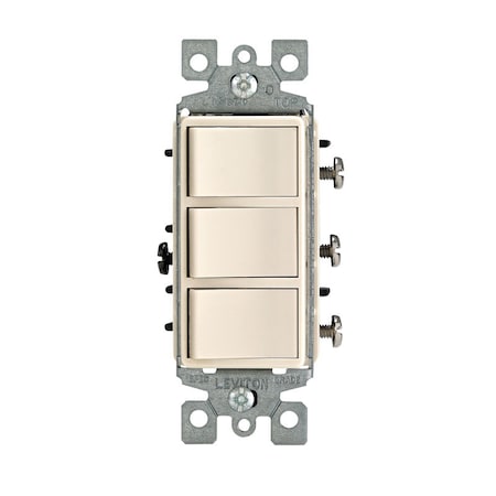 Leviton Decora 15 amps Single Pole Rocker Triple Combination Switch ...
