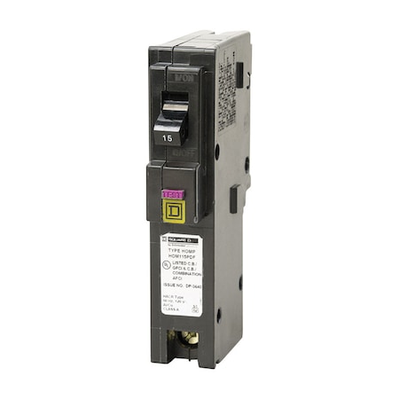 SQUARE D 15A, 1 pole Miniature Circuit Breaker, HOM, 120V AC, - HOM115PDFC