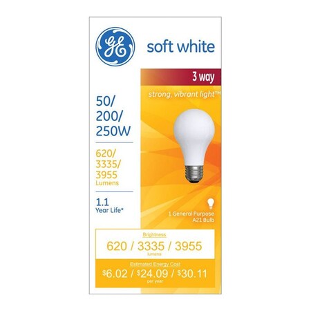 Current 50/200/250 W A21 Three Way Bulb A-Line Incandescent Bulb E26 ...