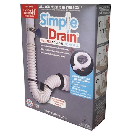 Simple Drain Simple Drain 2.5 ft. L Rubber Slotted Sink Drain Kit 3EA ...