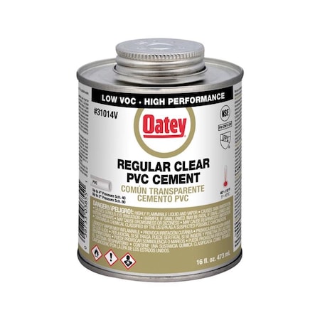 Oatey PVC Cement, Regular, Clear 16 oz 31014V | Zoro