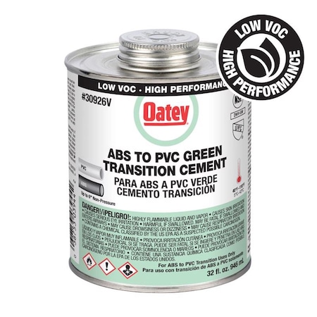 Oatey Oatey Green Transition Cement For ABS/PVC 32 oz 30926V | Zoro