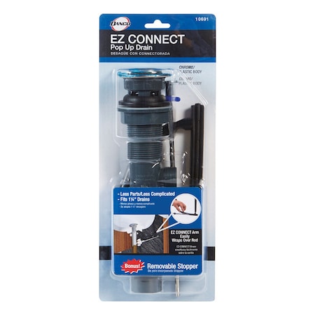 B & K Danco EZ Connect 1-1/4 in. D Chrome Plastic Pop-Up Lavatory Drain ...