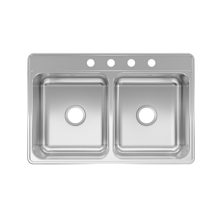 Keeney Mfg KITCHEN SINK DBL 7"" 21G CDLA3322-7-4N | Zoro