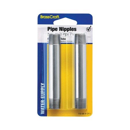 Brasscraft BrassCraft 3/8 in. MIP pc X 3/8 in. D MIP Brass Pipe Nipple ...