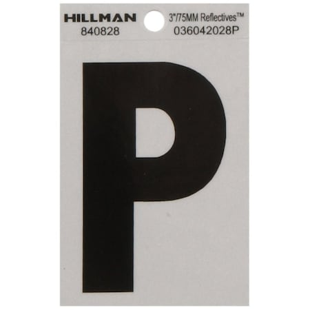 Hillman 3 in. Reflective Black Vinyl Self-Adhesive Letter P 1 pc, PK6 ...