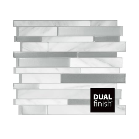 Smart Tiles 9.63 in. W X 11.55 in. L Gray/White Mosaic Vinyl Adhesive ...