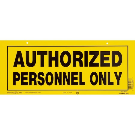 Hillman Sign, 6 in Height, 14 in Width, Plastic, English 841803 | Zoro