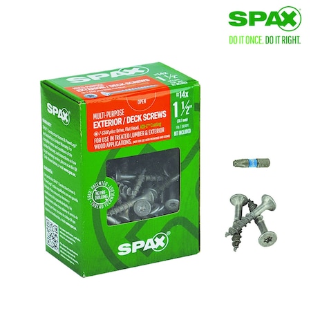 Spax Wood Screw, #14, 1-1/2 in, Steel Flat Head Torx Drive ...