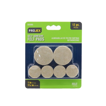 Projex Projex Felt Self Adhesive Table/Chair Pad Brown Round 1 and 1-1/ ...