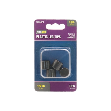 Projex Plastic Leg Tip Black Round 1/2 in. W , 4PK P0045 | Zoro