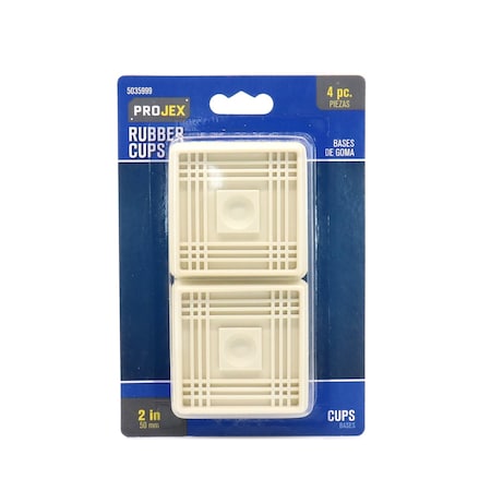 Projex Rubber Caster Cup White Square 2 in. W X 2 in. L , 4PK P0021 | Zoro