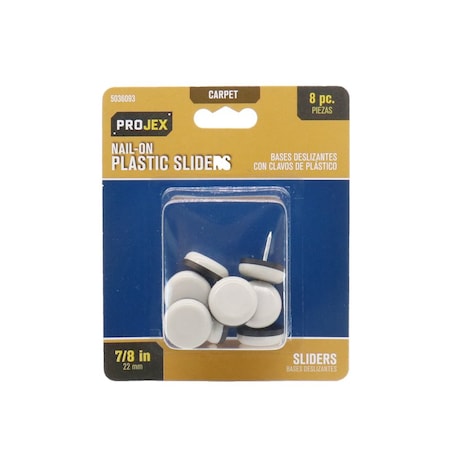 Projex Projex White 7/8 in. Nail-On Plastic Chair Glide 8 pk P0001 | Zoro
