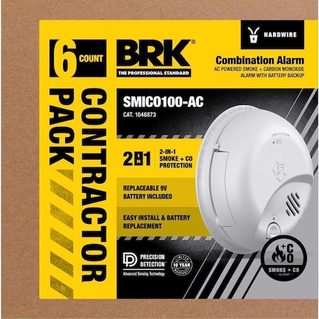 Brk BRK Hard-Wired w/Battery Back-Up Ionization Smoke and Carbon ...