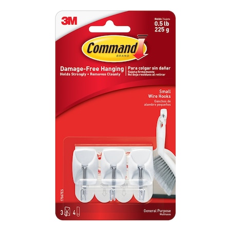 3M Command Small Plastic Wire Hooks 1.625 in. L 3 pk 17067 | Zoro